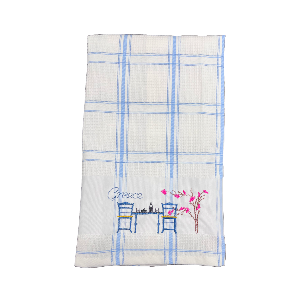 Embroidered Kitchen Towel: Taverna Table—2 color choices – So Blue ...